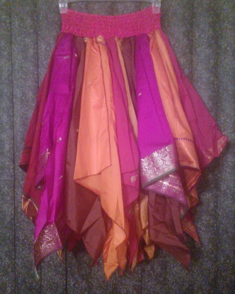 ~tav~ LOT of 5 ~ Silk Gypsy Fairy Elf Peasant Asymmetric Boho Hanky ...