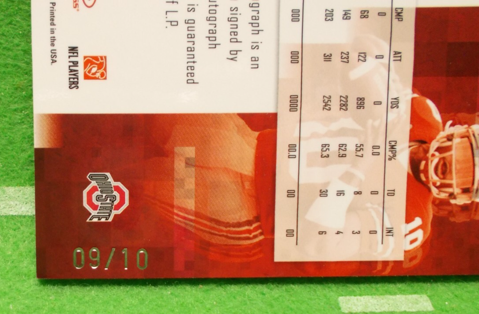 2007 Leaf Rookies & Stars Troy Smith Ohio State Autographed Patch ...