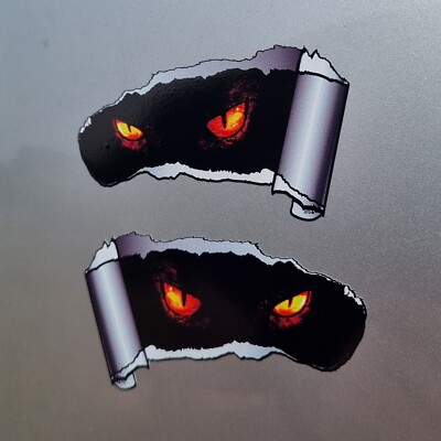 2x Evil Devil Eyes Ripped Metal Slash Vinyl Sticker Decal For Car ...