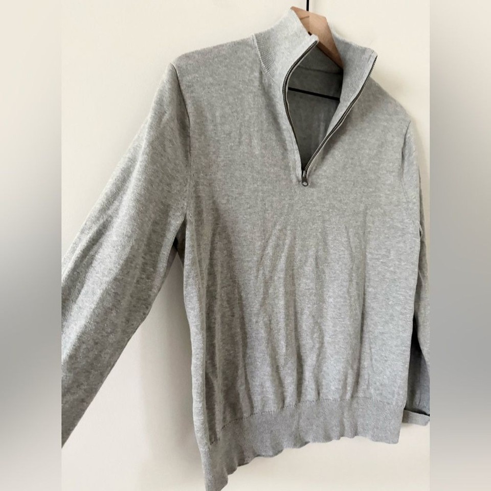 J. Crew Quarter Zip Long Sleeve Cotton Lightweight Sweater in Gray ...
