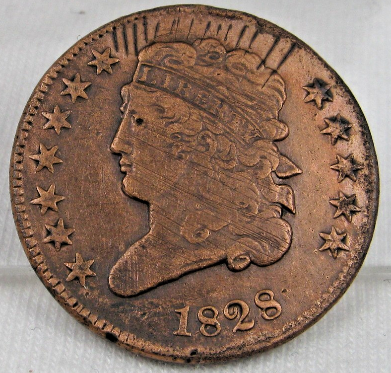 1828 CLASSIC HEAD HALF CENT C-2 12 STARS GOOD CONDITION RARE ERROR COIN ...
