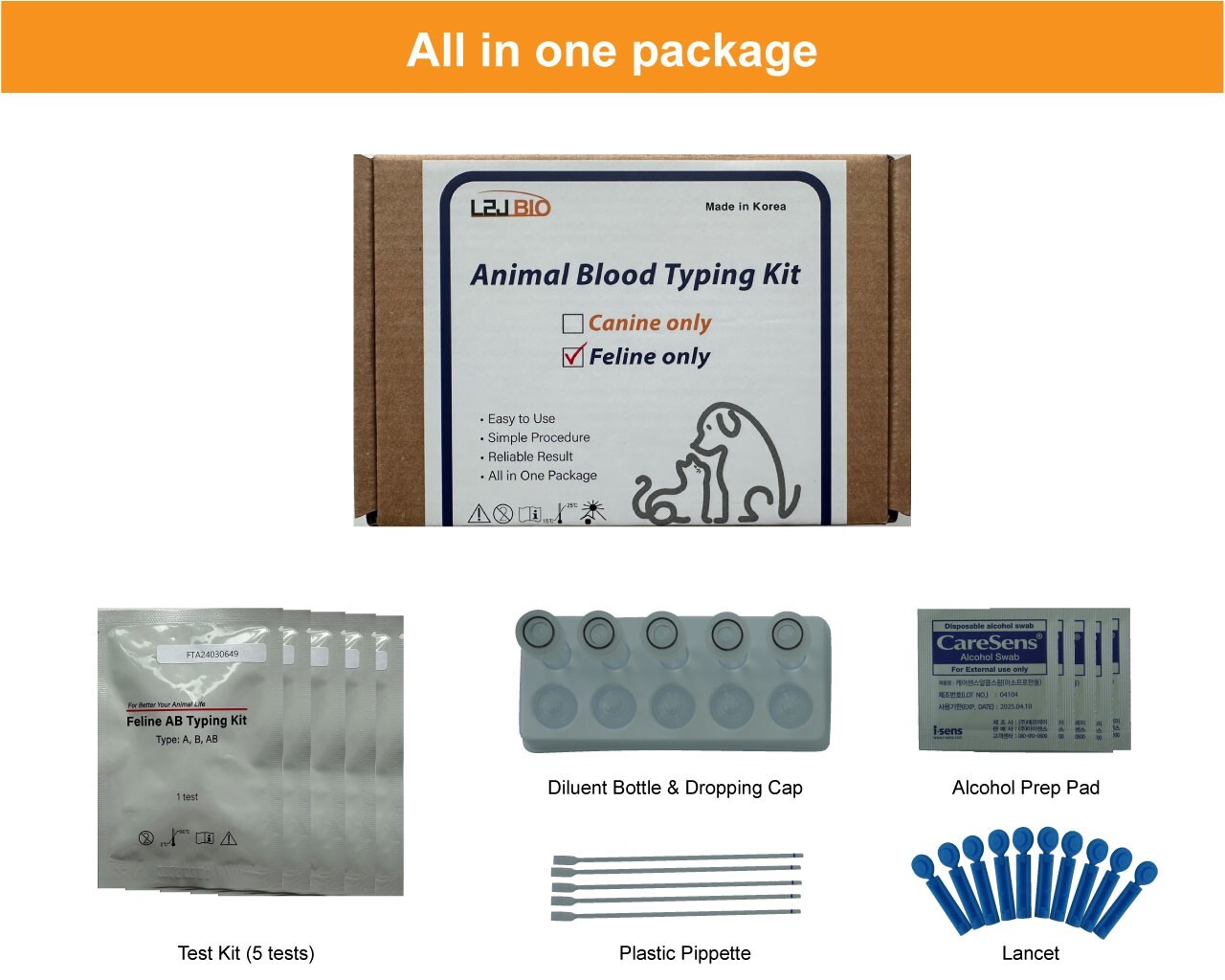 [L2J BIO] Feline AB Blood Typing Rapid Kit, Health Test Kit for Pet ...