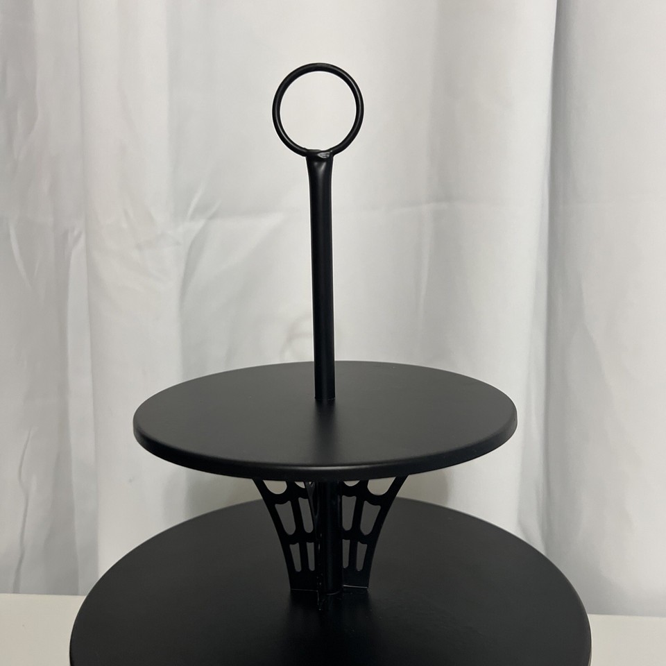 Hyde and Eek 2 Tiered Black Metal Tray Spider Web Halloween 15”H Brand ...