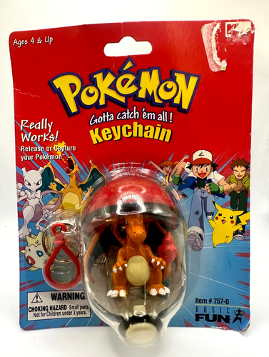 SEALED 1999 Pokemon Charizard Vintage Poke Ball Basic Fun Keychain RARE ...