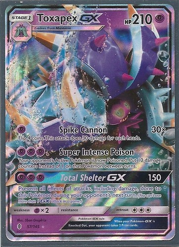 TOXAPEX GX 57/145 -S&M GUARDIANS RISING Pokemon Card- RARE HOLO-MINT | eBay