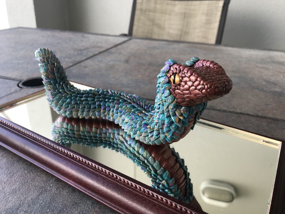 Handmade Polymer Clay Snake Sculpture | eBay