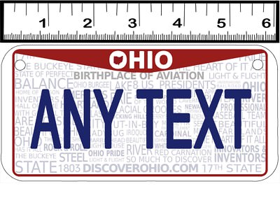CUSTOM PERSONALIZED ALUMINUM 2 HOLE BICYCLE STATE LICENSE PLATE-OHIO ...