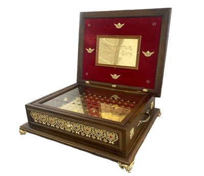 Reliquary Box Orthodox Carved Wooden Handcarved Icon Cross 80 Relics 21 ...