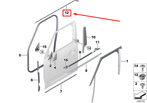 NEW MINI COUNTRYMAN F60 LEFT ROOF TRIM STRIP 51337390179 7390179 ...