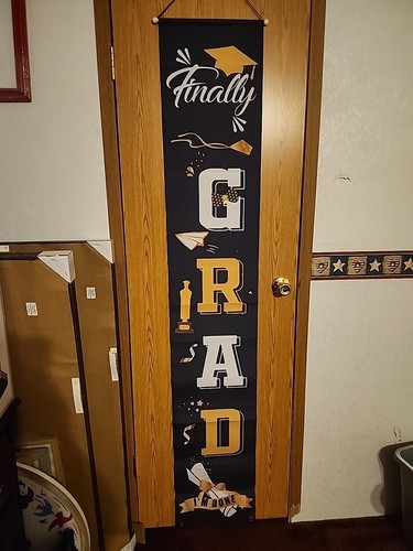 Congratulations Graduation Scroll Pennant 72" & Banner Black Gold White ...