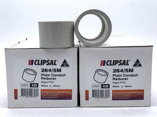 Clipsal 264/5M Plain Conduit Reducer 40mm Rigid PVC Grey x20 pcs ...