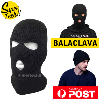 3 Holes Black Balaclava Ski Mask SAS Style Windproof Mask Neck Warmer ...