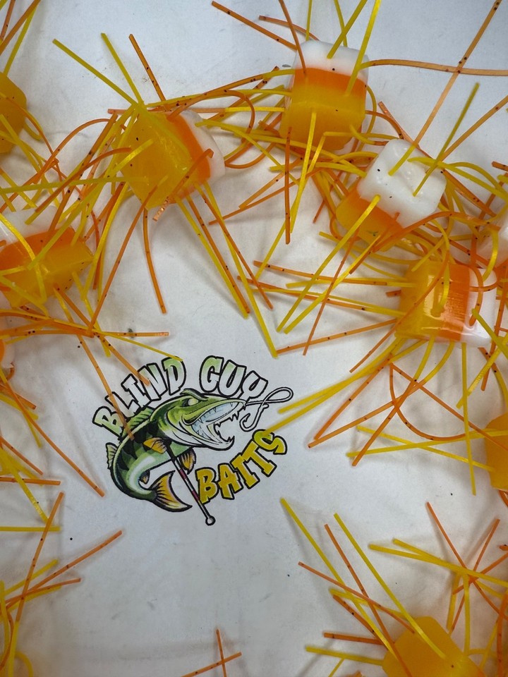 Fuzzy Dice bait Candy Corn dice with matching wigglers Seasonal bait ...