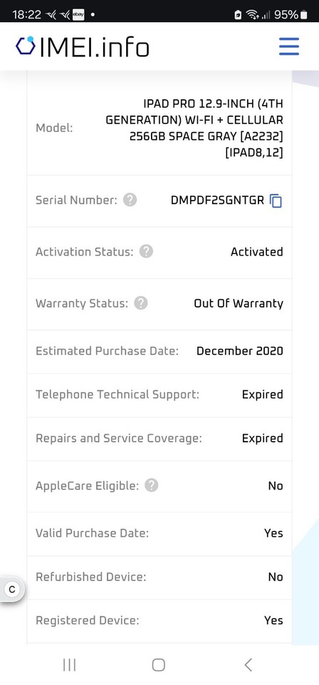 Apple iPad Pro 12.9” 4th Gen (A2232) 256GB - Please Read | eBay UK