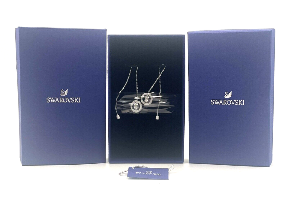 Swarovski Dextera Drop Earrings Pavé White Rhodium Crystals 5636435 ...