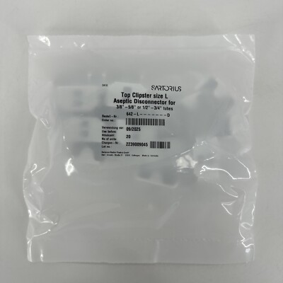20 PACK SARTORIUS Bottom Clipster Size L Aseptic Disconnector for Tubes ...