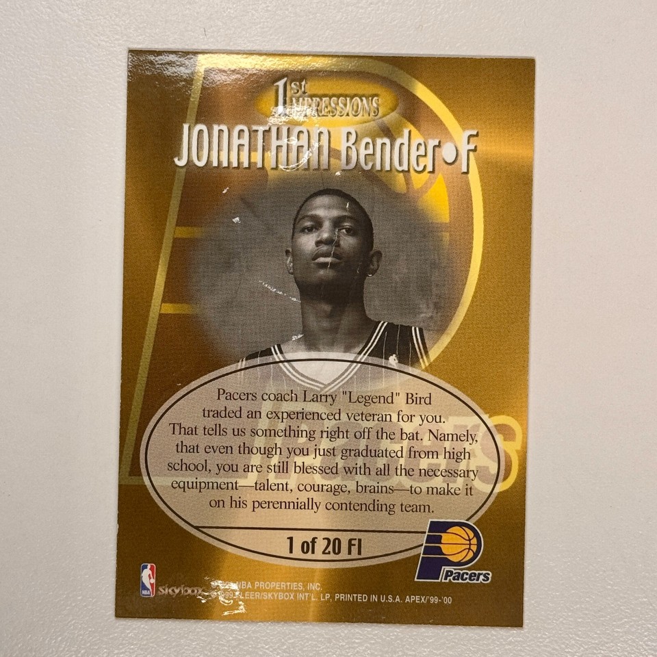 1999-00 Skybox Apex - 1st Impressions #1FI Jonathan Bender RC | eBay