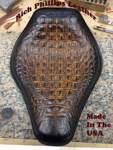 Gel Memory Foam Rich Phillips Leather Harley Chopper Motorcycle Seat ...