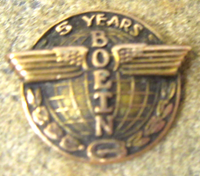vintage 10k gold BOEING 5 YEARS employee service screw back lapel pin ...