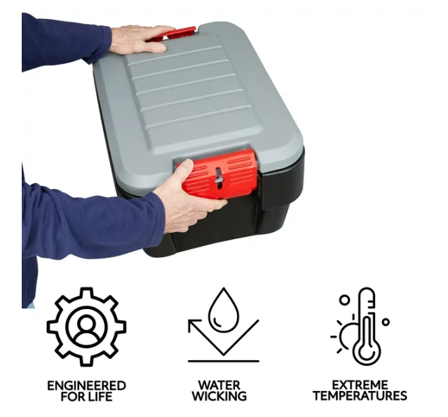 8 Gallon Action Packer Storage Bin, Heavy Duty, Lockable, Black ...