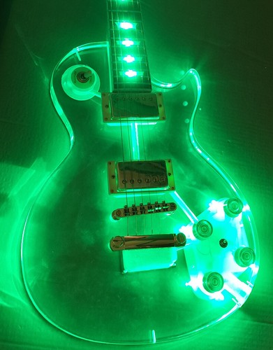 Acrylic Body Clear Electric Guitar 6 strings Maple Neck with Led Lights ...