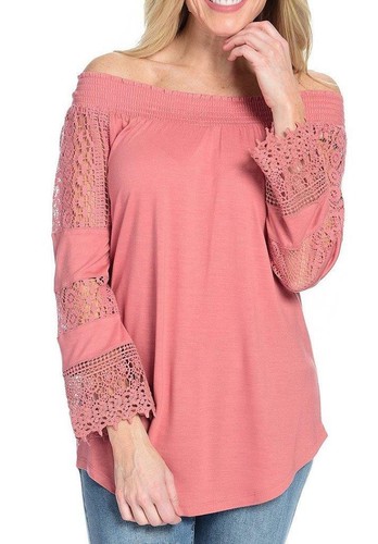 NEW - Indigo Thread Co. Stretch Knit Off-Shoulder Crochet Lace Top | eBay