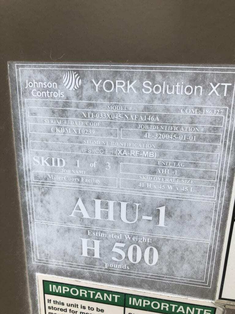 Johnson Controls York Solution XTI-033X045-NAFA146A Air Make Up ...