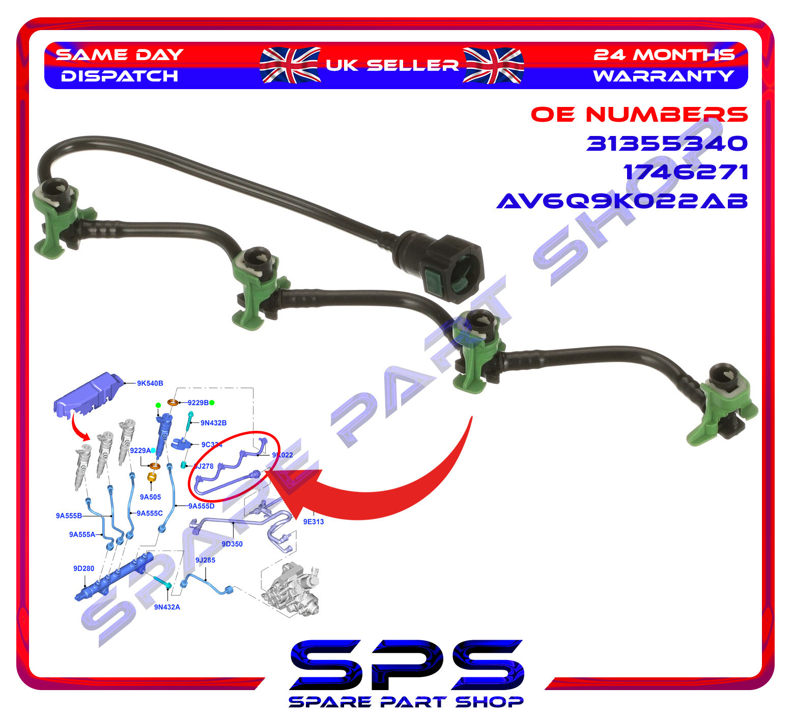 Injector Leak-Off Return Pipe For Volvo C30 S40 S60 S80 V40 V50 V60 V70 ...
