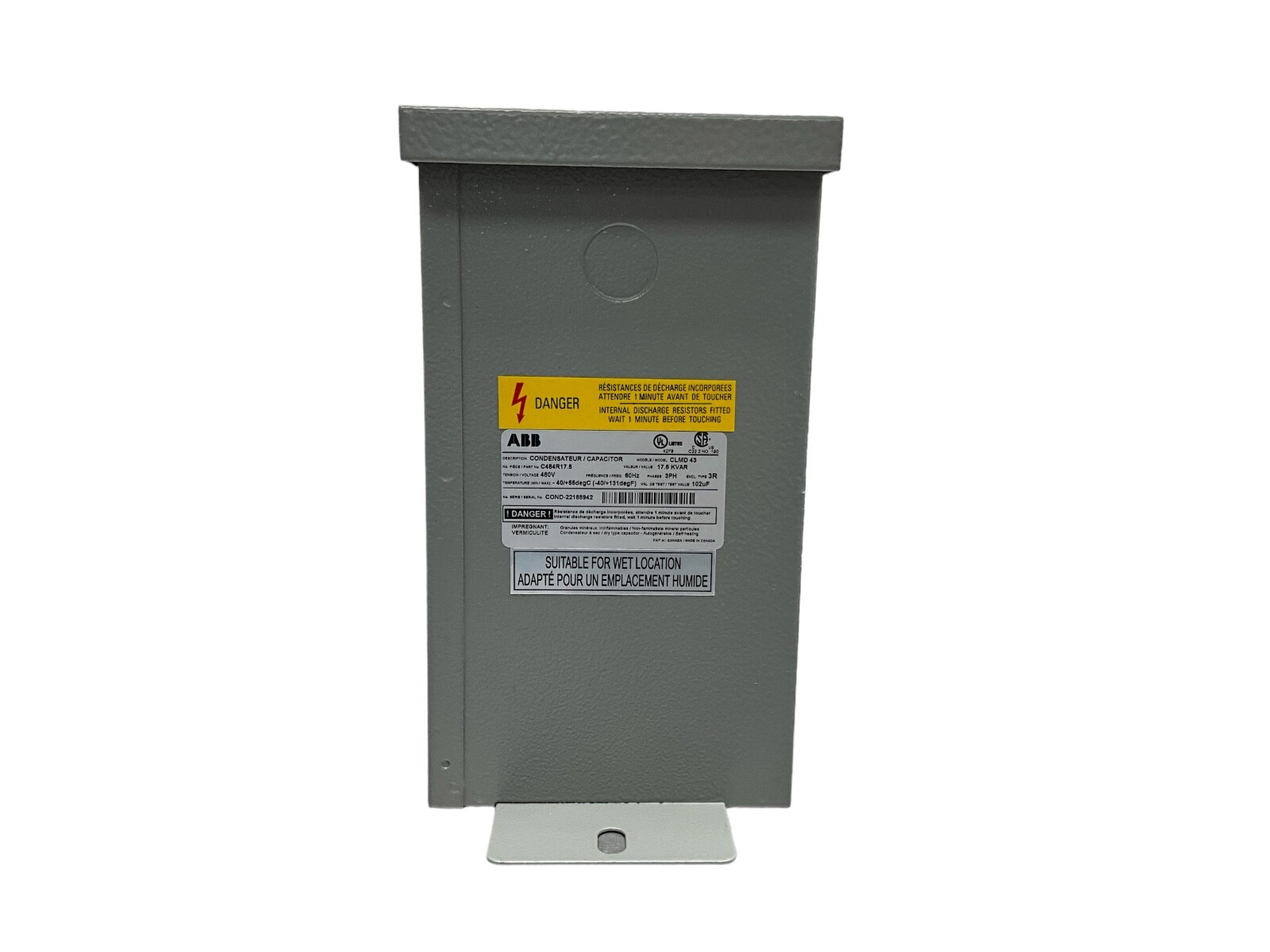 ABB CAPACITOR CLMD 43 C484R17.5 17.5 KVAR 480V 60HZ 3PH TYPE 3R | eBay