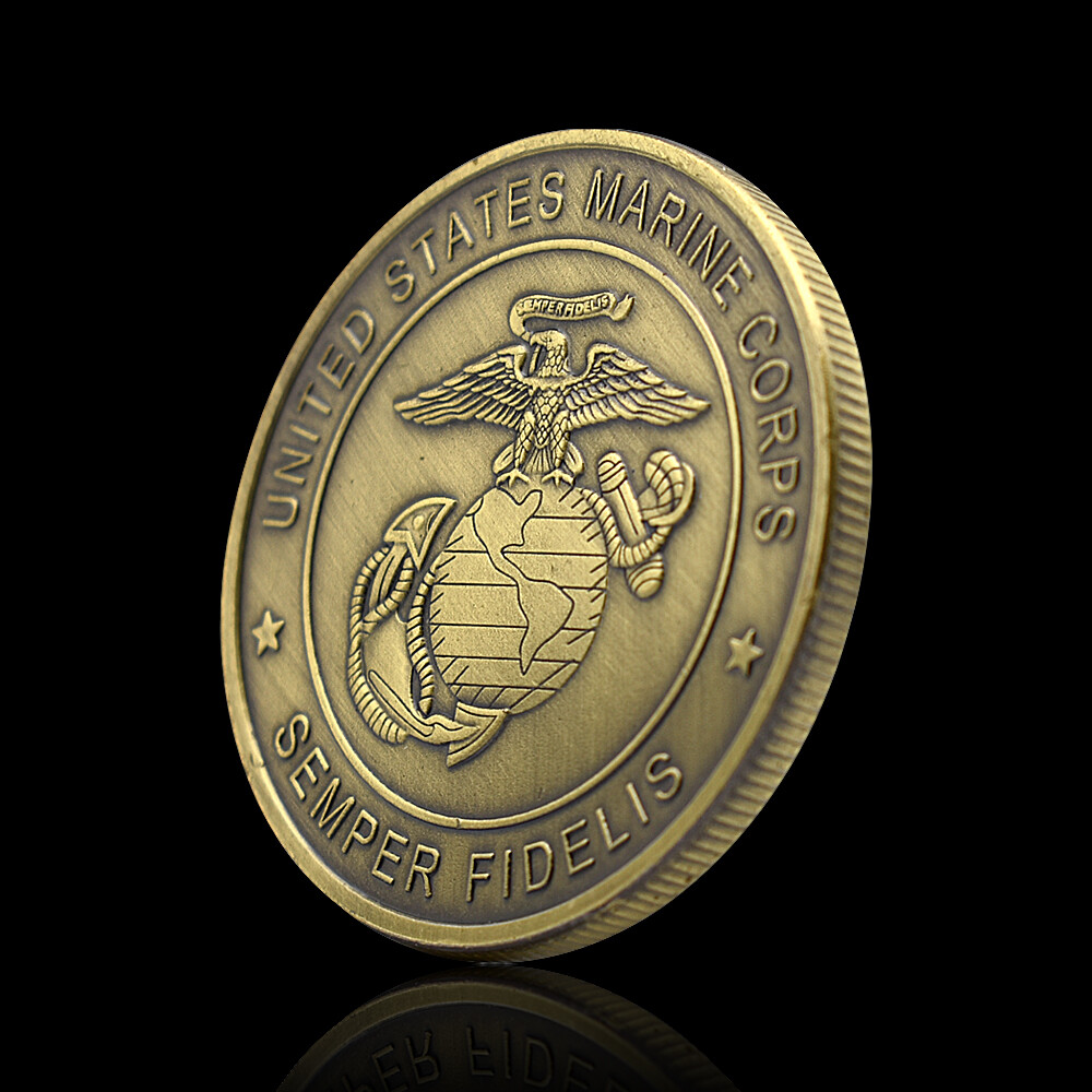 Marine Corps Copper Challenge Coin Uncommon Valor Semper Fidelis Medal ...