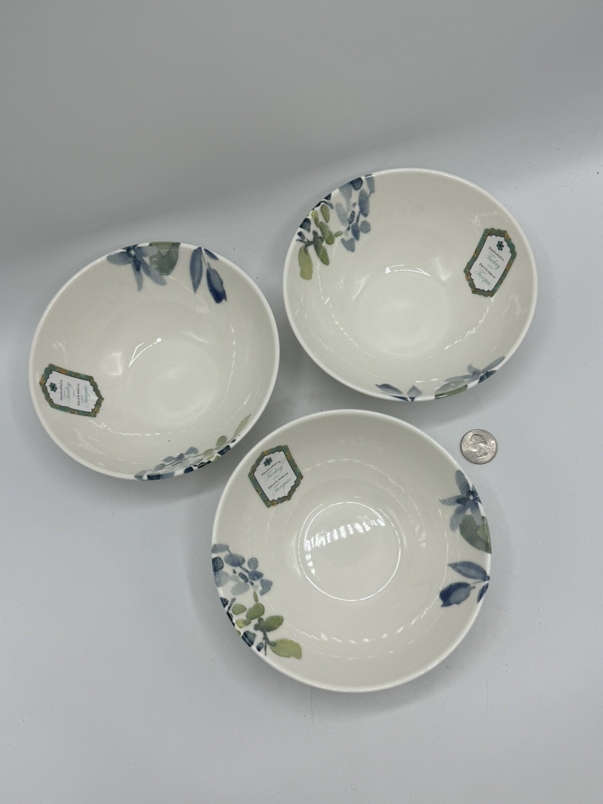 Intesa Home ~Blue & Green Wildflowers ~Coupe Cereal Bowls •Lot Of 3 ...