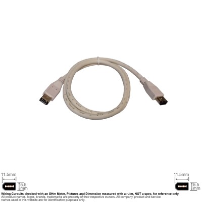 Cable Firewire IEEE 1394 400Mbps 6-Pin Male Male Beige 3FT #143123 | eBay