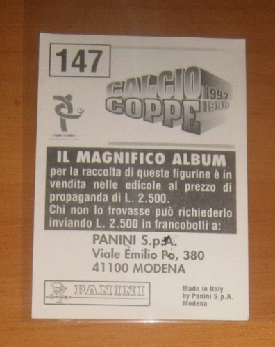 AUTOGRAPH Jurgen Klinsmann FIGURINA PANINI CALCIO COPPE 97/98 N.147 ...