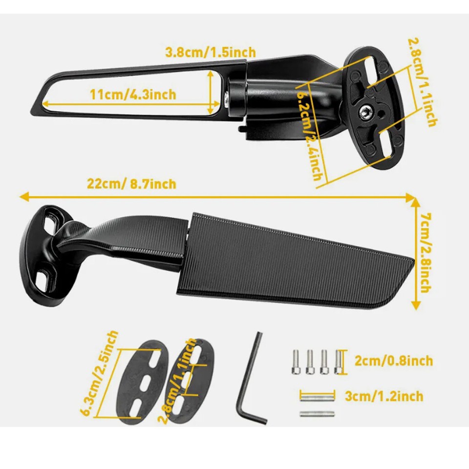 Side Mirrors Fit For Yamaha YZF R1 R3 R6 Rearview Wind Wing Mirror ...