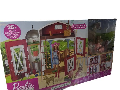 Barbie Sweet Orchard Barn Farm House Playset 25+ Pieces Animals,Horse ...