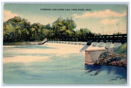 c1940s Fairbanks And Morse Dam Three Rivers Michigan MI Unposted Bridge ...