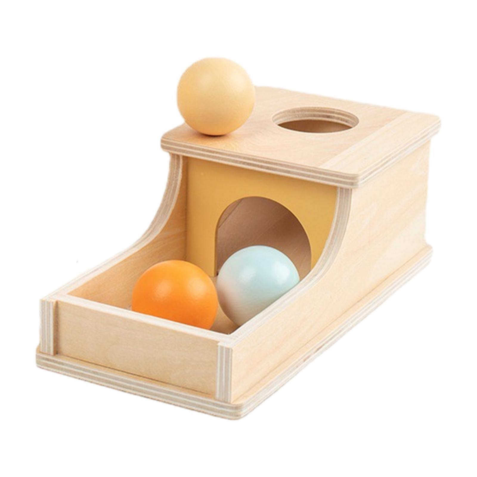 Wooden Object Permanence Box Ball Drop Box for Boys Girls Kids 1 Year ...