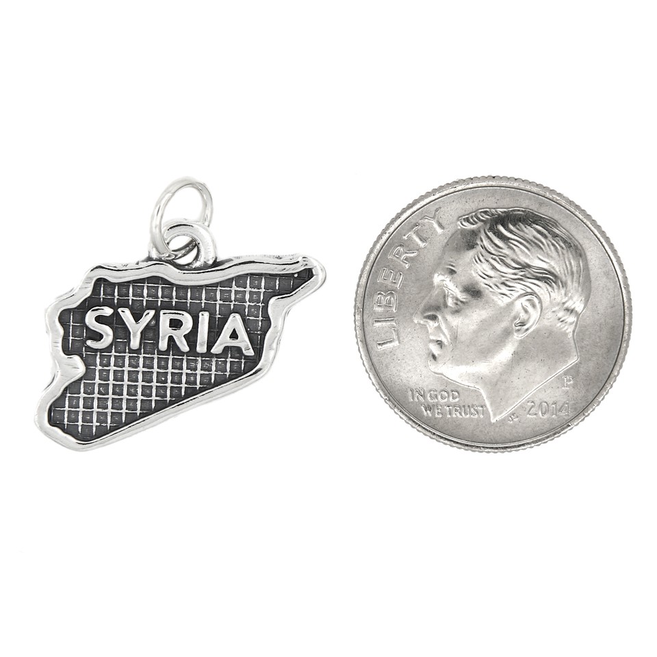 Sterling Silver Syria Country Map Travel Charm or Pendant | eBay