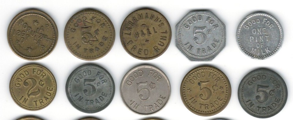 Mixed Job Lot Of 20 Different Merchant Good For Trade Tokens #1 | eBay