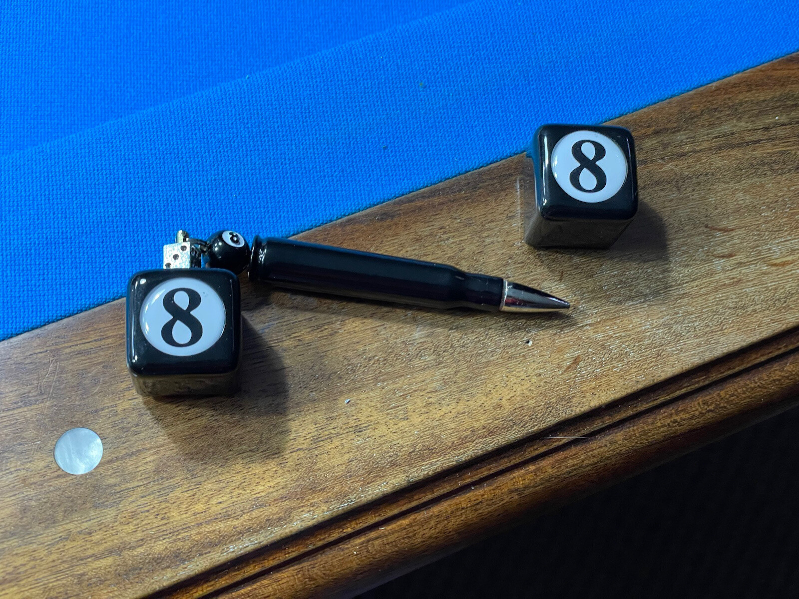 30-06 Powder Coated Bullet Billiard Pool Black 8-Ball Pocket Chalker ...