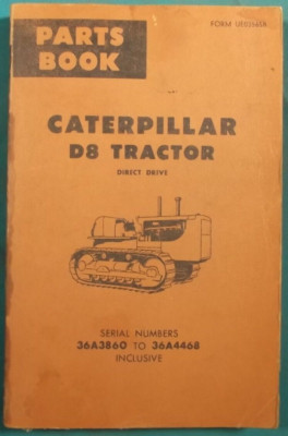 CAT CATERPILLAR D8 D8H TRACTOR DOZER PARTS MANUAL BOOK S/N 36A3860 ...