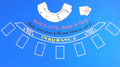 GIANT BLUE BLACK JACK FELT BAIZE CLOTH LAYOUT 180CM 6FT by 3FT ...