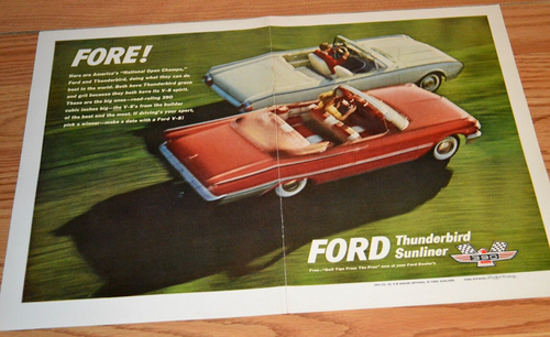 1961 Ford Thunderbird / Sunliner Original Foldout Advertisement Print ...