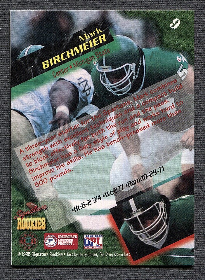 1995 Signature Rookies Autographs International #9 Mark Birchmeier ...