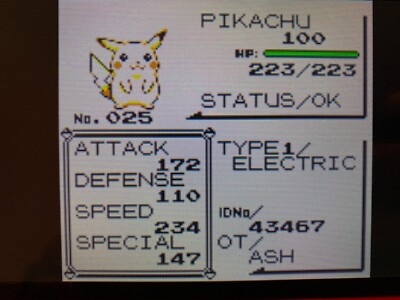 Shiny Pikachu Lv 100 from Pokemon Yellow Virtual Console [for Home] | eBay