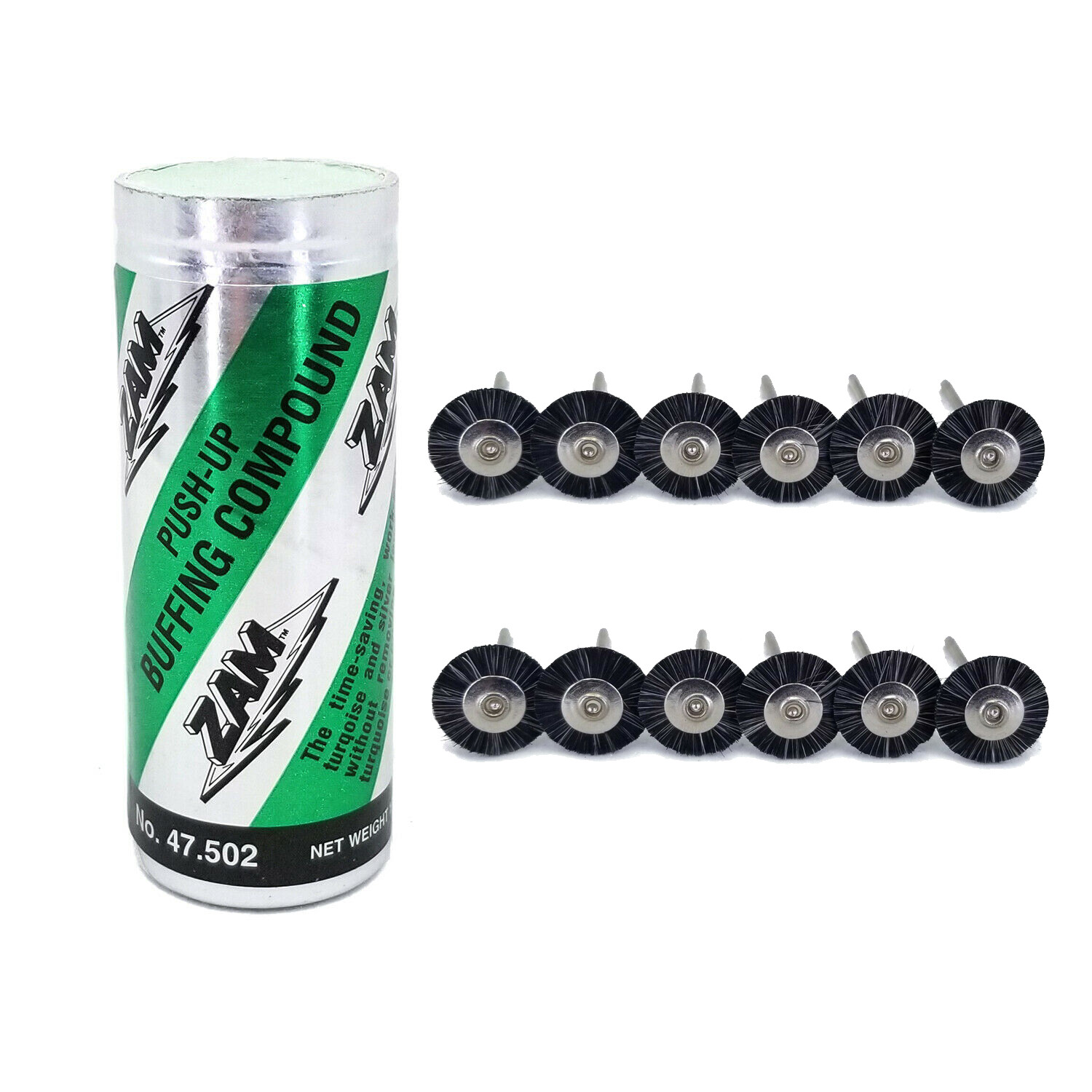 4oz Tube of ZAM Buffing Compound with 12 Polishing Wheel Brushes ...