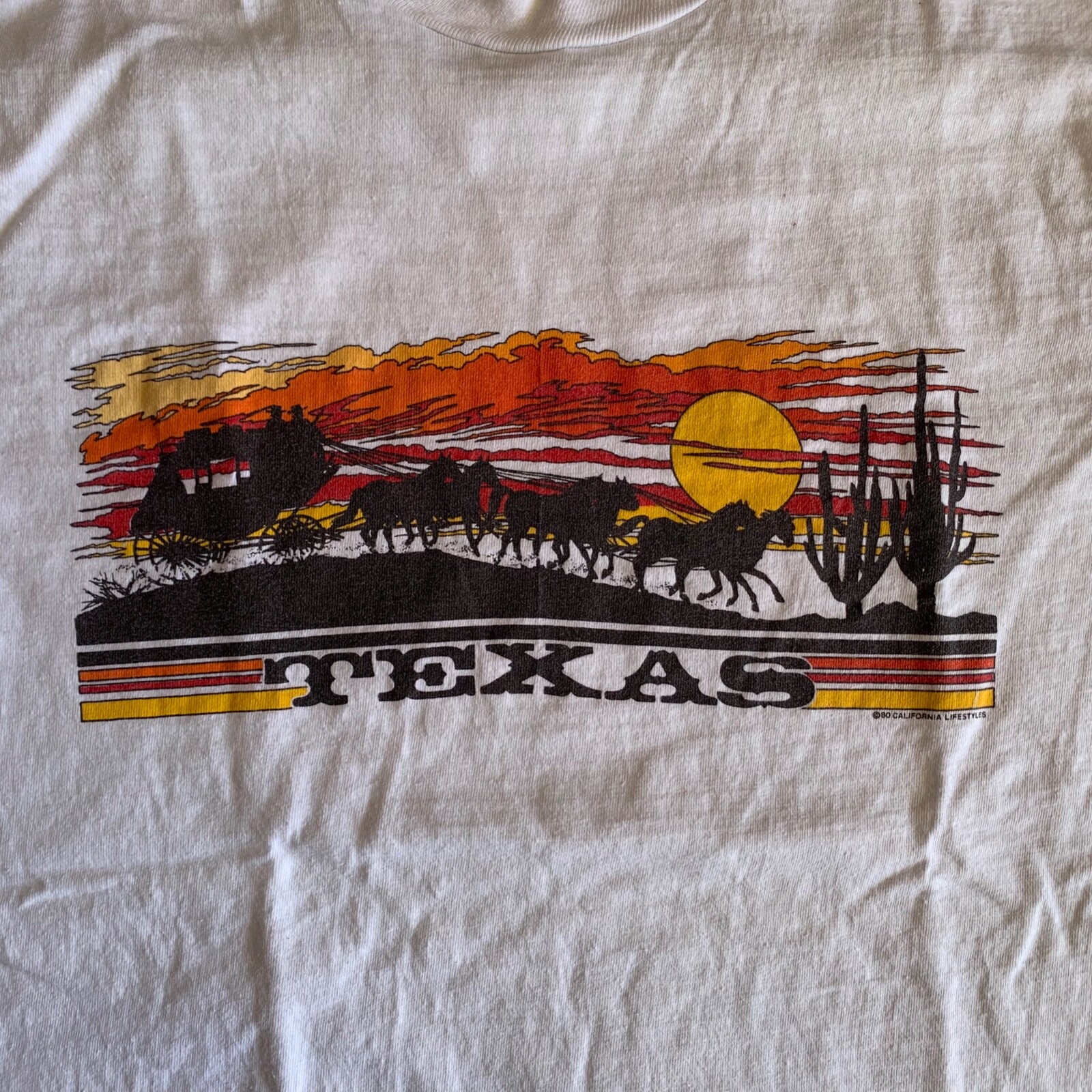 1980 VINTAGE 80s TEXAS SOUVENIR T-SHIRT MEN SZ S HANE… - Gem