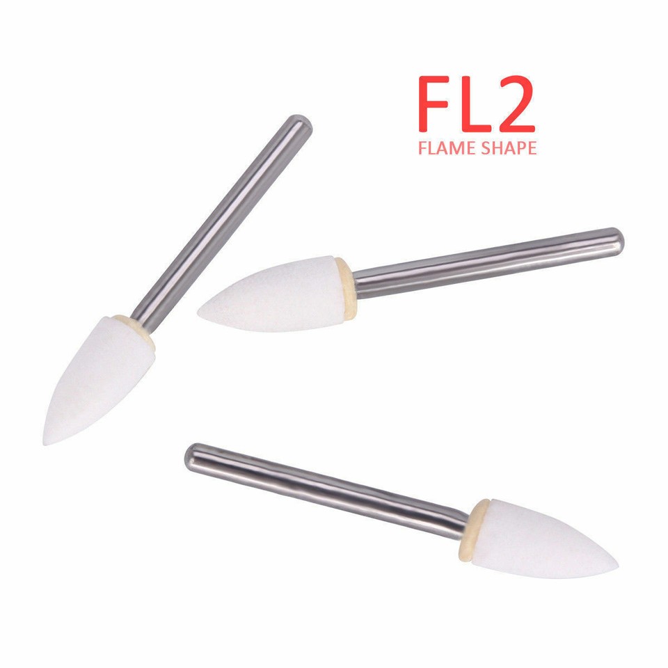 Dental White Stone High Speed Polishing Burs FG Cone/Flame/Round ...
