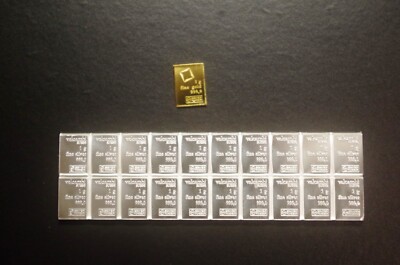 1 GRAM GOLD & 20x 1 GRAMS SILVER VALCAMBI SWISS BULLION Combibar .999 ...