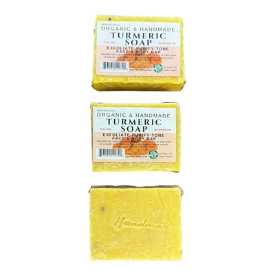 Organic & Handmade Turmeric Soap Exfoliating Cleanse Face & Body ( 3 ...
